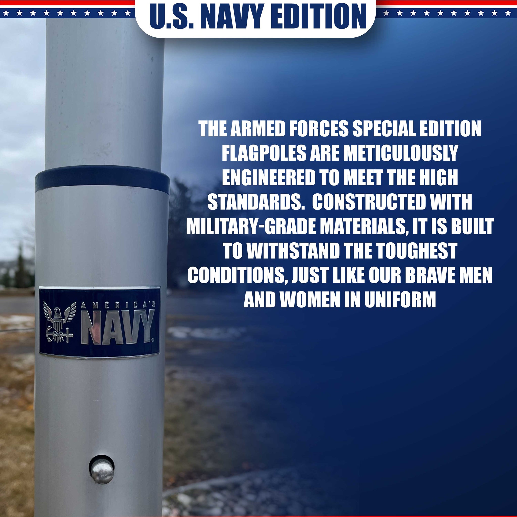 25' Delta TELESCOPING Flagpole NAVY Edition (Silver) – OldGloryFlagpole