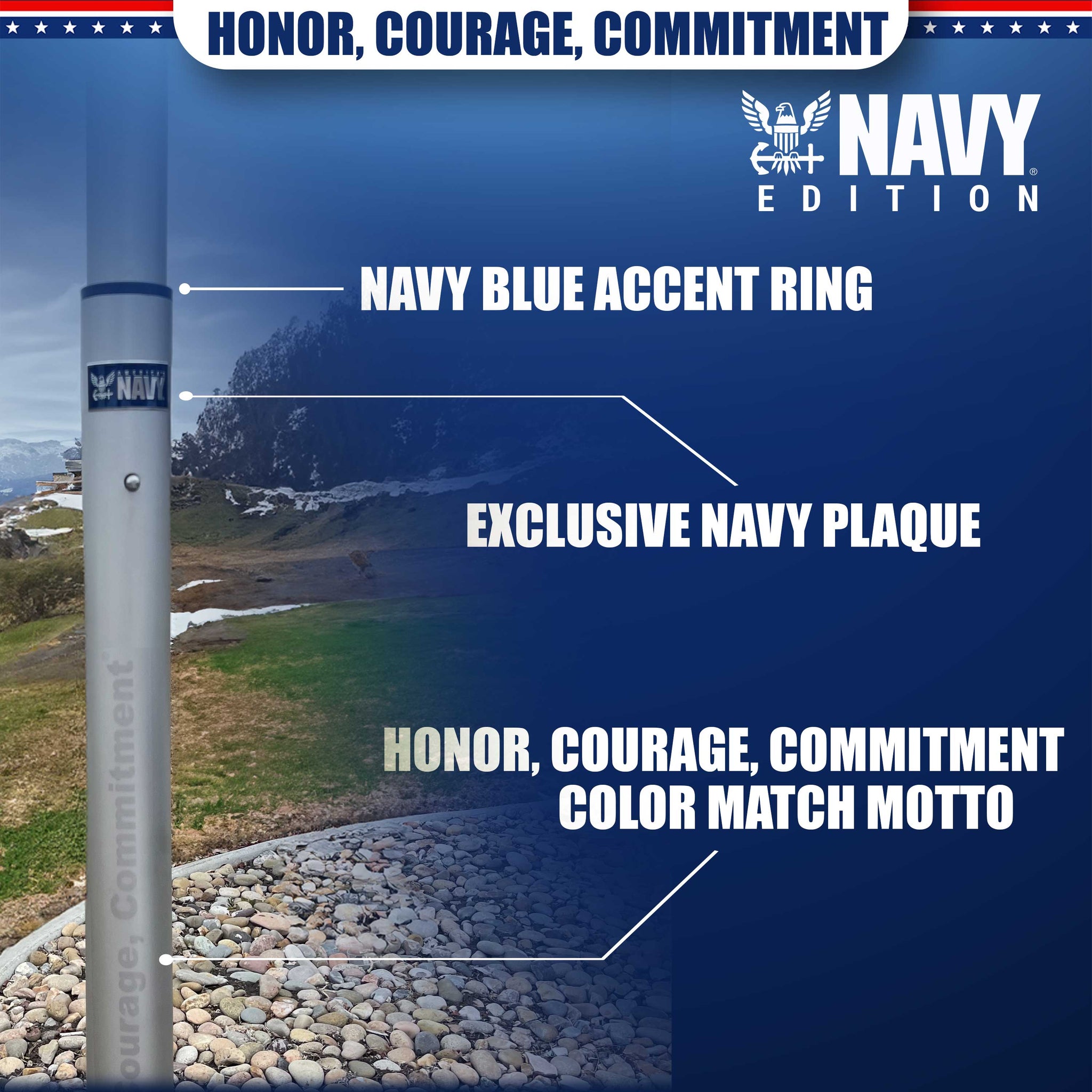 25' Delta TELESCOPING Flagpole NAVY Edition (Silver) – OldGloryFlagpole